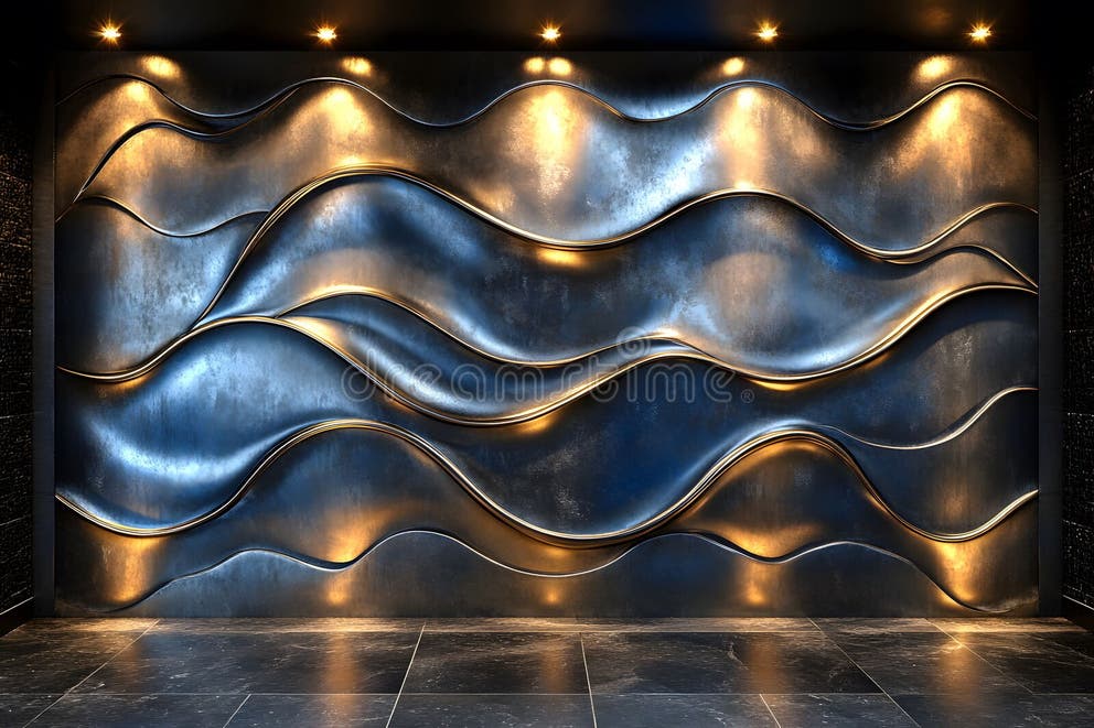 Abstract Metallic Wave Pattern Wall for Modern Interior Design ...