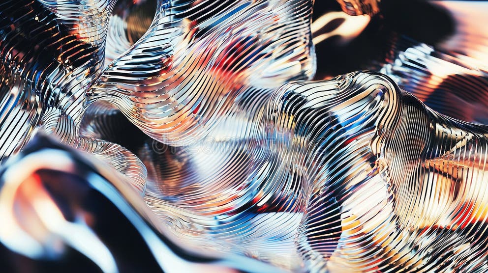 Abstract Metallic Wave Patterns of Reflective Texture with Multicolor ...