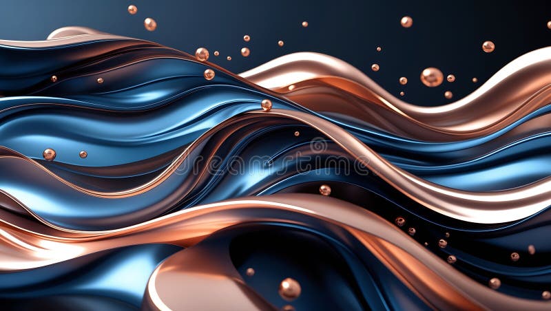 Abstract Metallic Waves Create a Stunning Visual Flow of Blue and ...