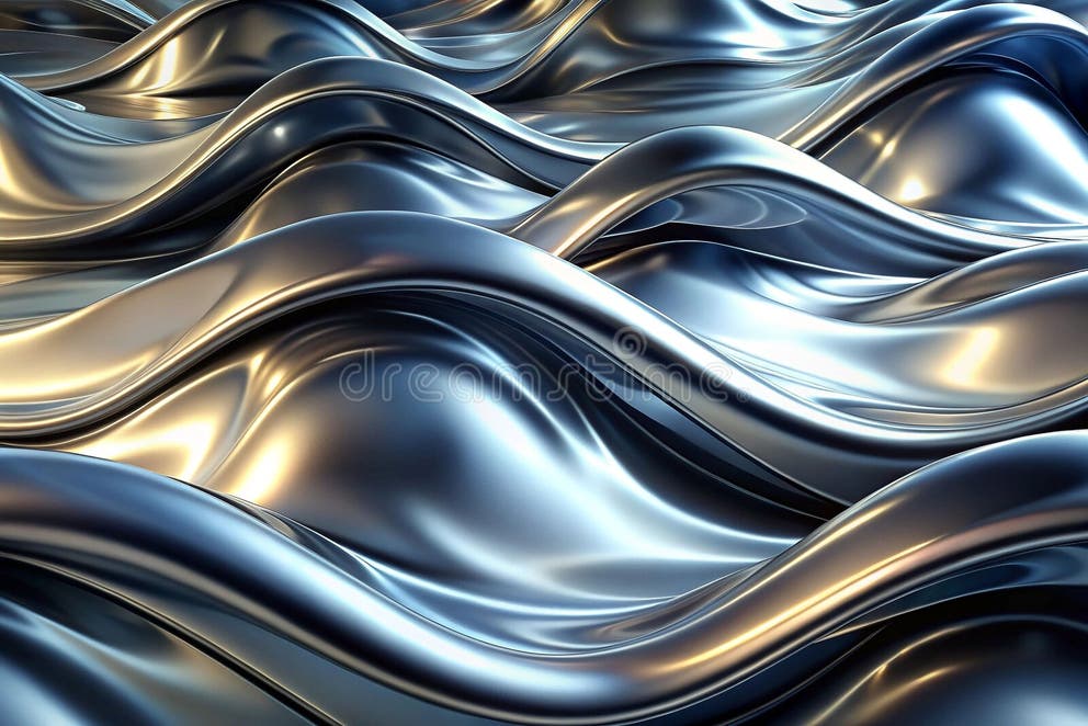 Abstract Metallic Waves, Flowing, Reflective, Surface Texture ...