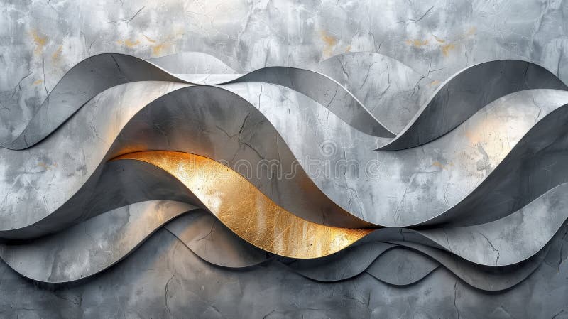 Abstract Metallic Waves Pattern With Glowing Light In The Center A Modern And Minimalist Design