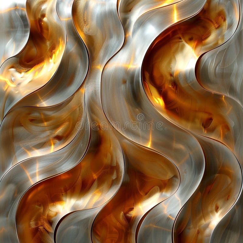 Abstract Metallic Waves Reflecting Light in a Warm Color Palette at ...