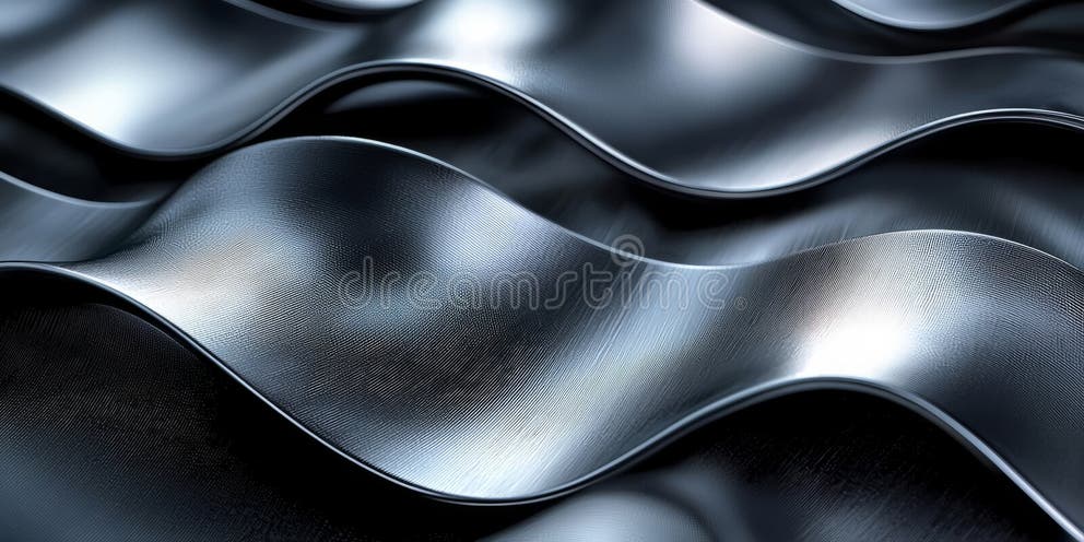 Abstract Metallic Waves with Reflective Surfaces Stock Photo - Image of ...