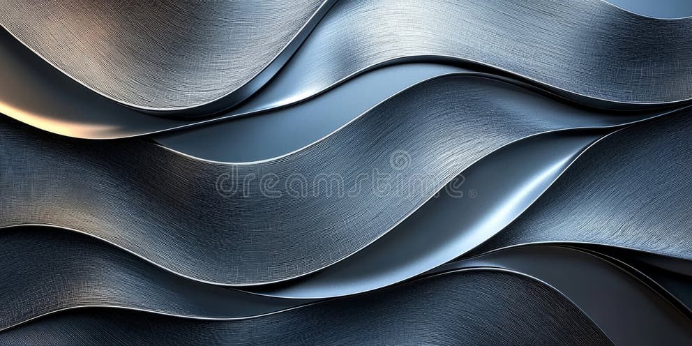 Abstract Metallic Waves with Reflective Surfaces Stock Image - Image of ...
