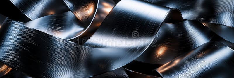 Abstract Metallic Waves with Reflective Surfaces Stock Photo - Image of ...