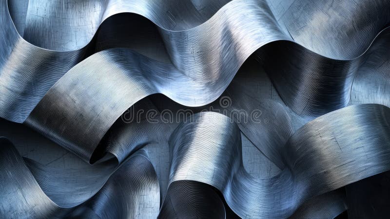 Abstract Metallic Waves with Reflective Surfaces Stock Photo - Image of ...