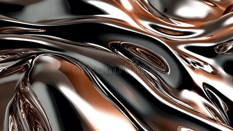 Abstract Metallic Waves in Shades of Black and Copper, Creating a ...