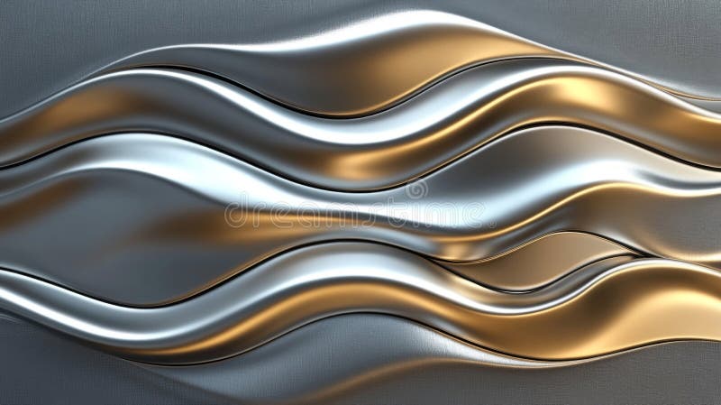 Abstract Metallic Waves with a Shiny Golden Sheen Stock Illustration ...