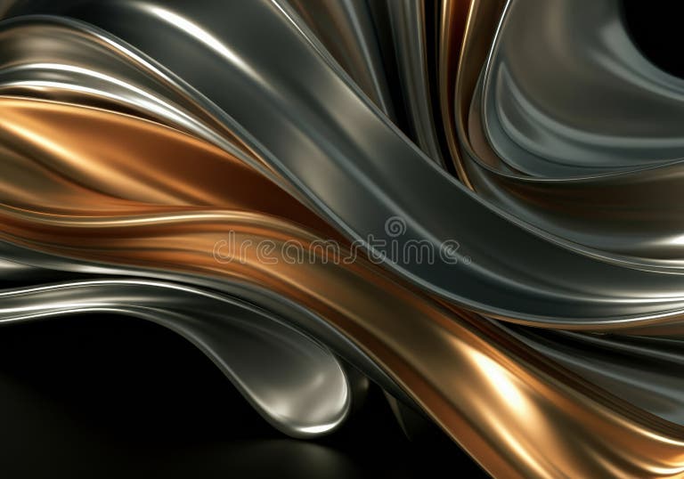Abstract Metallic Waves in Silver and Bronze Tones Creating a Dynamic ...