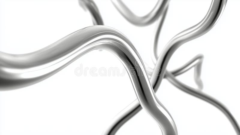 Abstract Metallic Waves. Silver Curved Lines on Minimal White ...