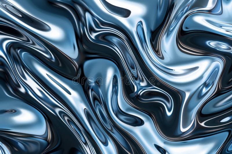 Abstract Metallic Waves with a Sleek Chrome Effect Stock Photo - Image ...