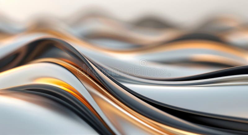 Abstract Metallic Waves with Subtle Gold Highlights Stock Photo - Image ...