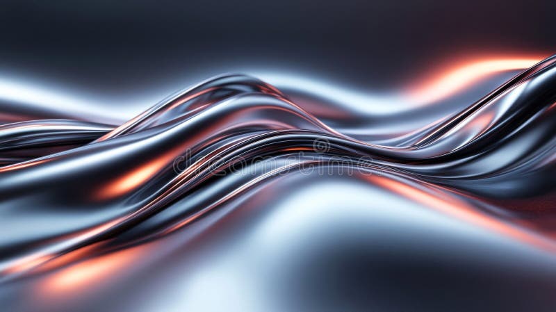 Abstract Metallic Waves with Warm Glowing Hues Stock Illustration ...