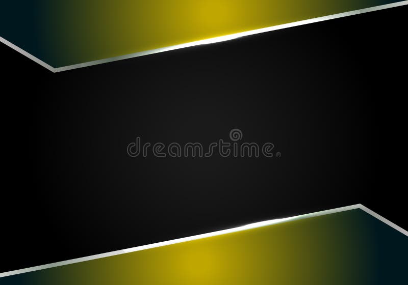 Abstract Metallic Yellow Black Frame Layout Modern Tech Design Template ...