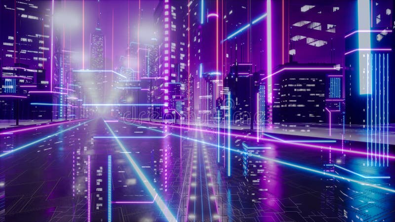 3d Metaverse Background Concept. Futuristic Digital Landscape in ...