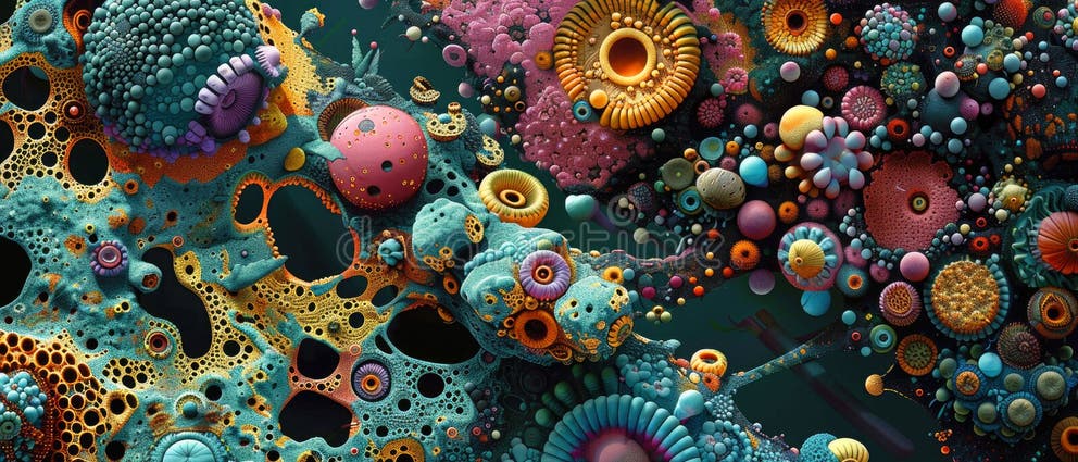 Abstract Micro Life Background, Microscopic View of Cell Structure ...