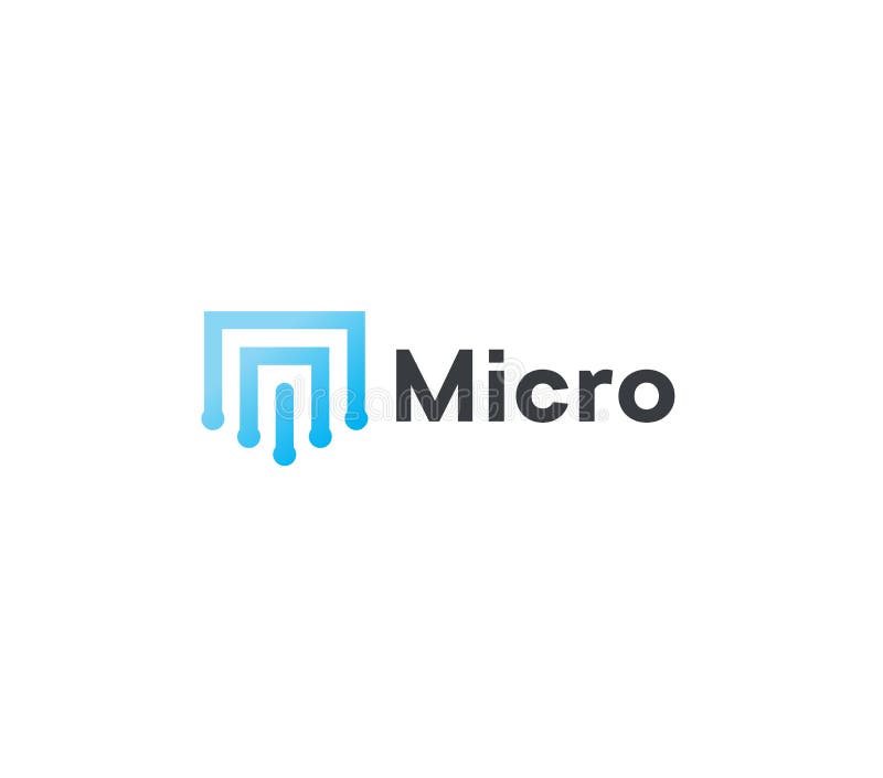 Abstract Micro Scheme Icon, Blue Geometric Lines. Microchip Linear Logo ...