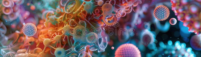 Abstract Microbiome Art with Intricate Colorful Patterns Stock ...