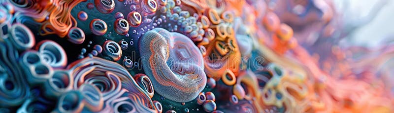 Abstract Microbiome Art with Vibrant Swirling Patterns Representing Gut ...