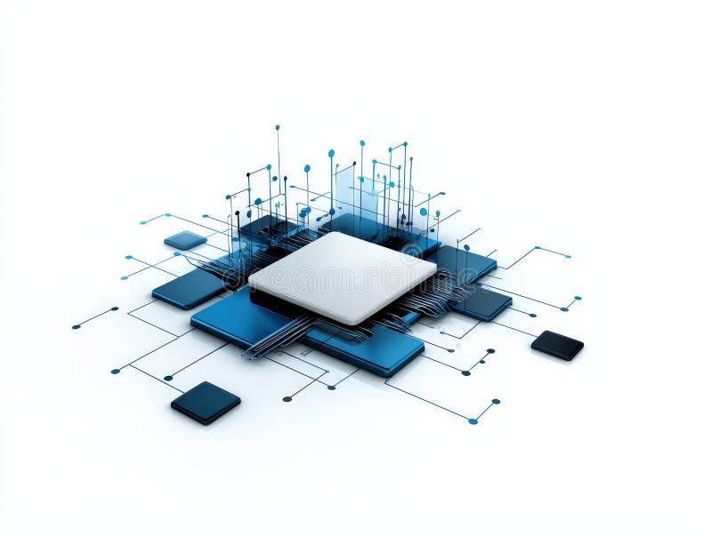 Abstract Microchip Design with Circuits Stock Illustration ...