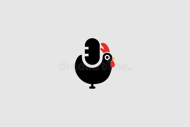 Abstract Microphone with Chicken Shape Vector Logo Template Stock ...