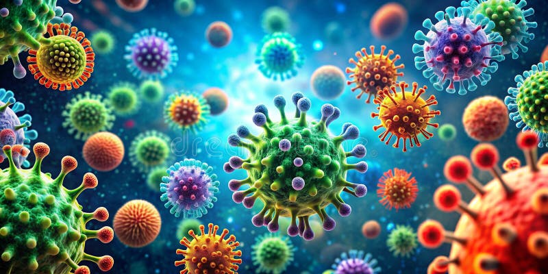 Abstract Microscopic Bacteria and Viruses for Microbiology Medicine and ...