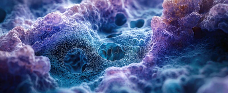 Abstract Microscopic Human Body Structure Cross-section in Vivid Colors ...