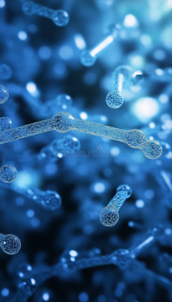 Abstract Microscopic Network of Blue Neuron Cells,Synaptic Connections ...