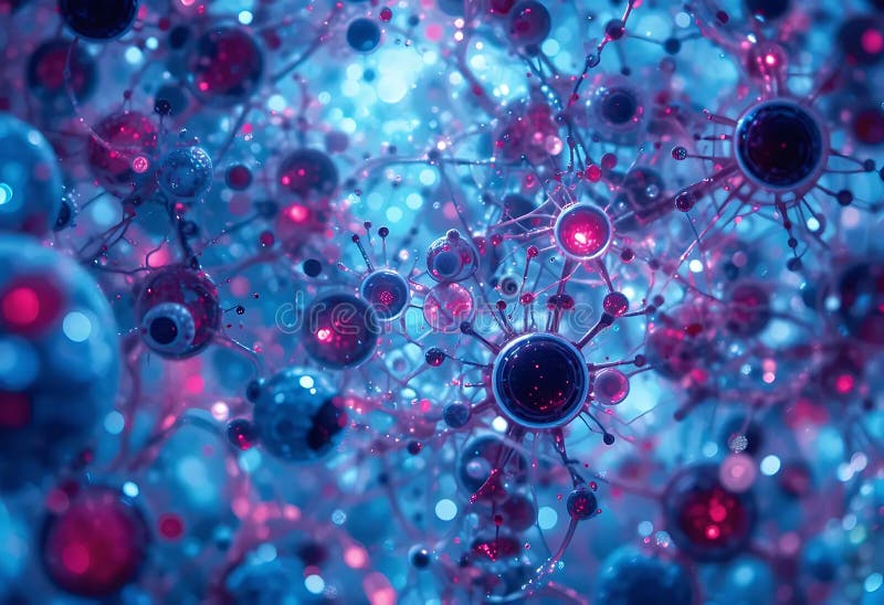 Abstract Microscopic Network with Spheres and Connections Stock Photo ...