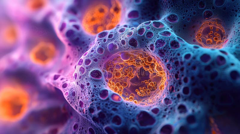 Abstract Microscopic Structure of Human Cells in Vivid Colors for ...