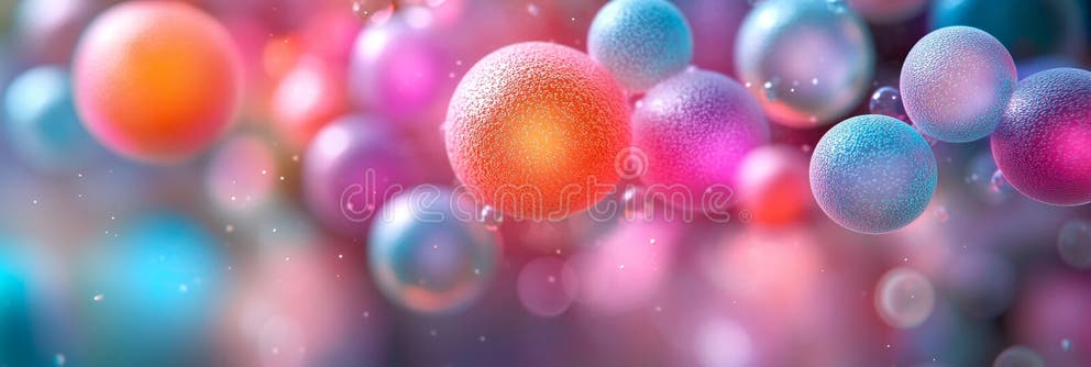 Abstract Microscopic View of Colorful Spheres on a Gradient Background ...