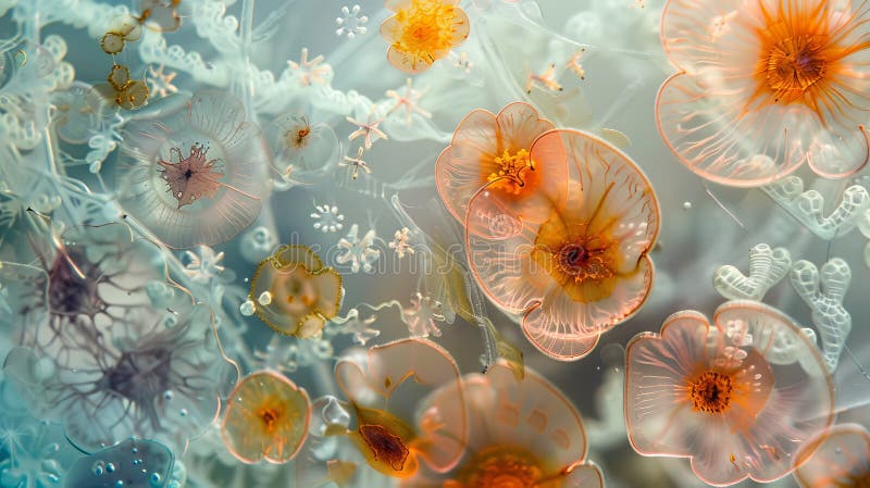 Abstract Microscopic View of Delicate Structures and Floral Patterns ...