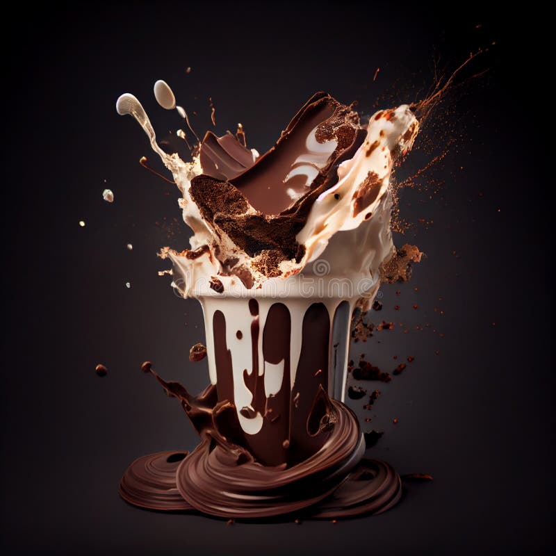 Abstract Milk and Dark Splash Created with Generative Ai Stock ...