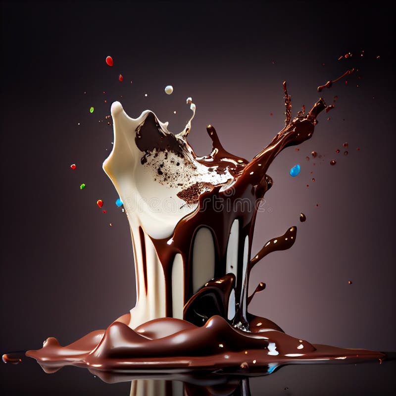 Abstract Milk and Dark Splash Created with Generative Ai Stock ...