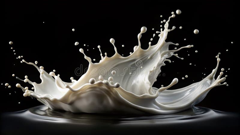 Abstract Milk Splash Design a Dynamic Black Background Texture with ...
