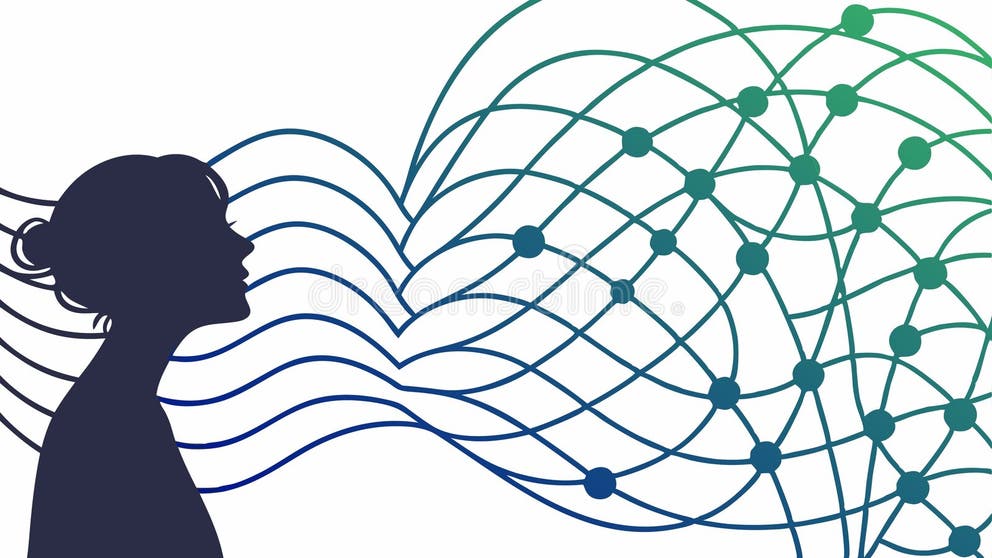 Abstract Mind with Flowing Network Lines, Symbolizing Thought and Connection. Vector Design ...