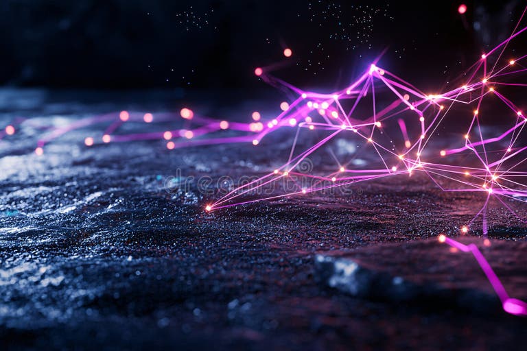 An Abstract Mind Map with Neon Lines and Glowing Data Points ...