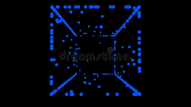 Abstract Minimal Animation of Blue Cube with Dots Particles Random ...