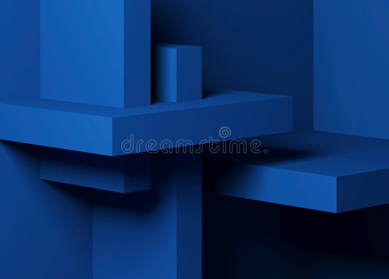 Abstract Minimal Architectural Background with Classic Blue Boxes ...
