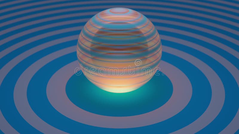 Abstract Minimal Background with Glowing Striped Sphere, Endless ...