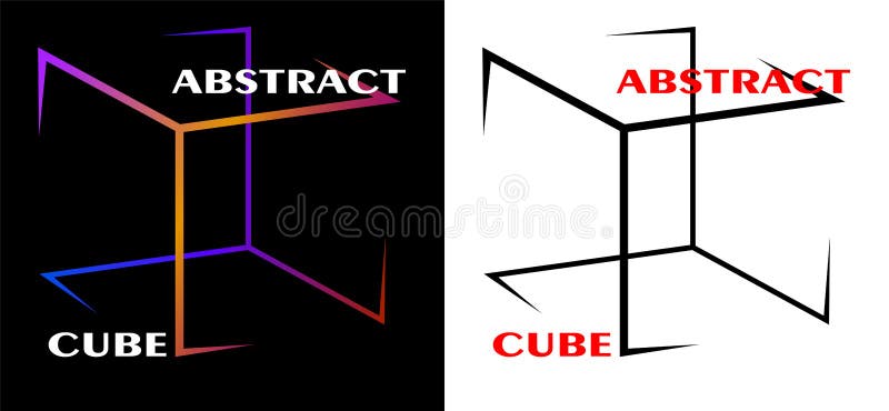 Abstract Minimal Cube Logo of Lines in Two Versions Stock Vector ...