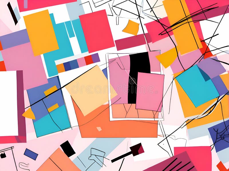 Abstract Minimal Cubism Fun, Bright and Colorful Color Composition with ...