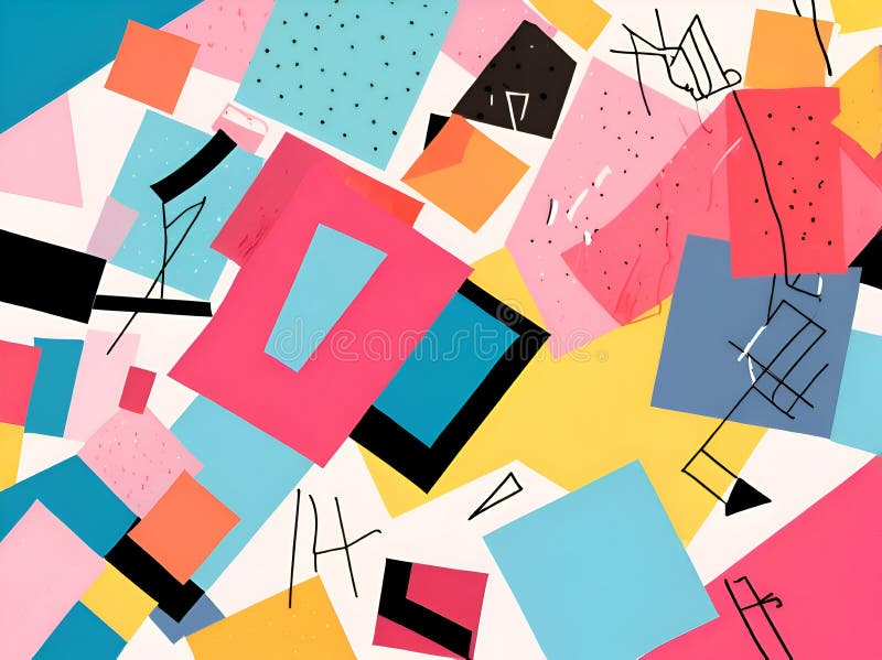 Abstract Minimal Cubism Fun, Bright and Colorful Composition with ...