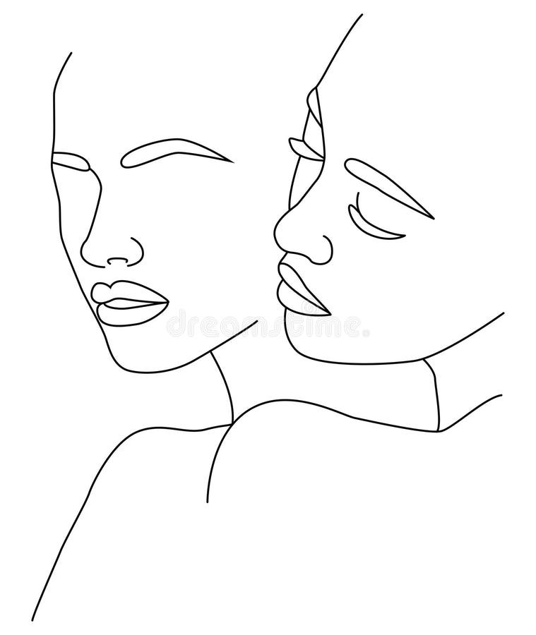 Abstract Minimal Female Portrait Minimalist Continuous Linear Sketch
