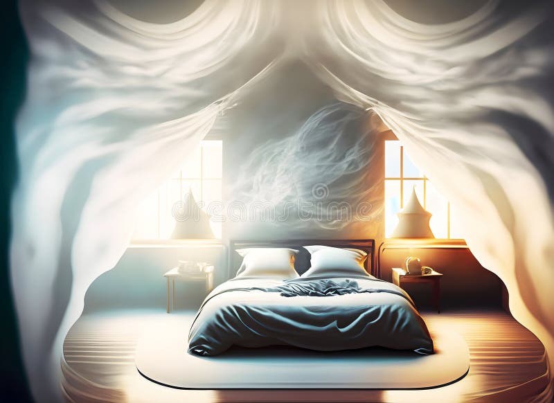 Minimal Inside Empty Bed Room, Light Swirling Lines on Digital Art ...