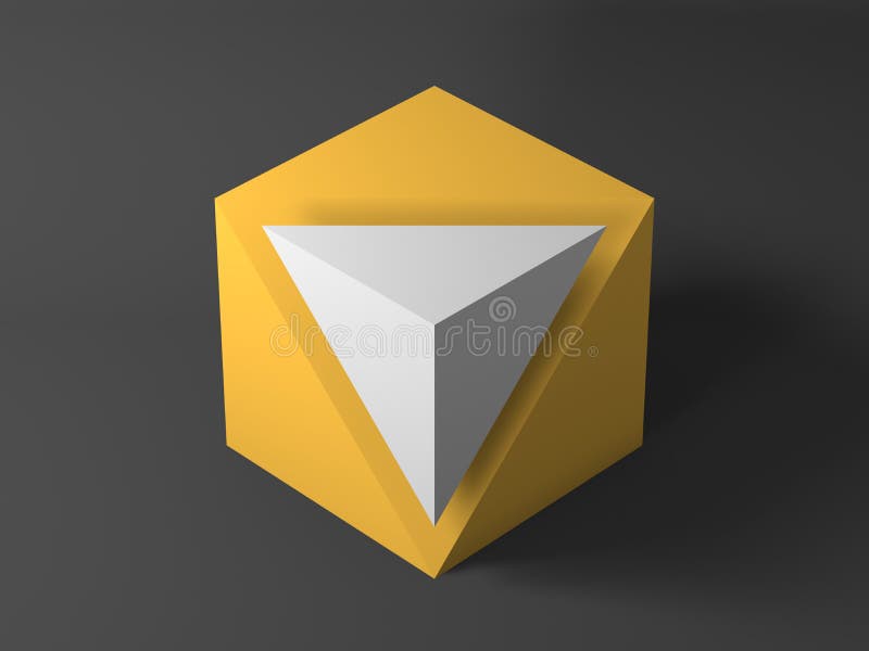 Abstract Minimal Installation, Yellow Cube Stock Illustration ...