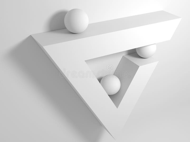 Abstract Minimal Installlation with Three Balls and Triangule, 3d Stock ...