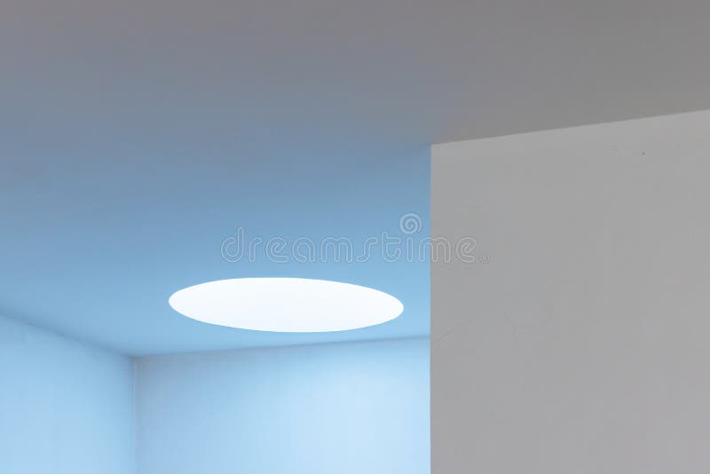 Abstract Minimal Interior with Round Blue Light Portal Stock Image ...