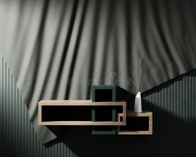 Abstract Minimal Modern Shelf for Product Display Showcase 3D Rendering ...