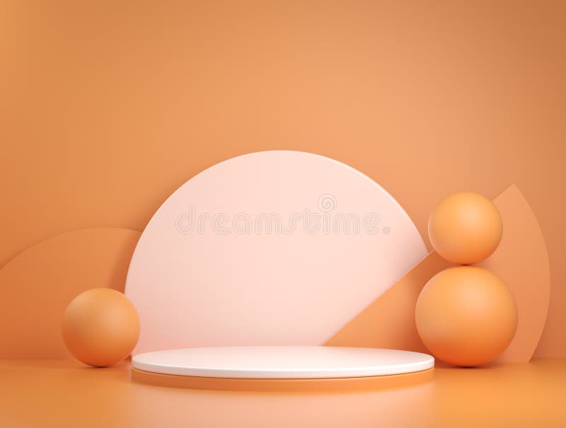 Abstract Minimal Orange Stage Geometric Concept 3d Render Stock ...